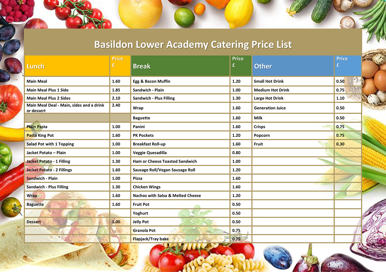 The Basildon Lower Academy - Catering
